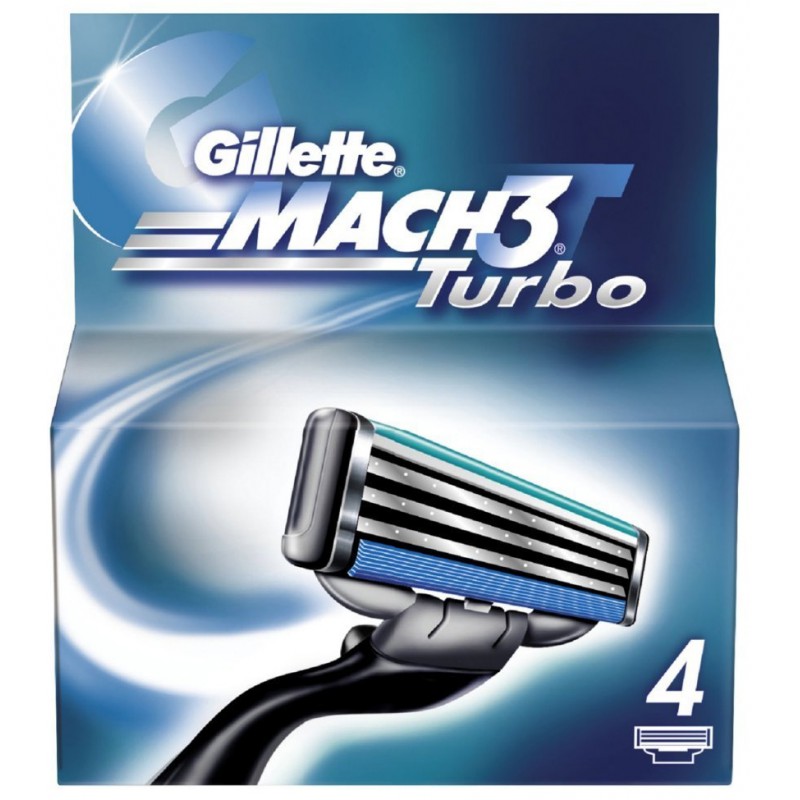 Gillette Mac 3 Turbo Lame Ricarica Per Rasoio Conf. 4 Pezzi