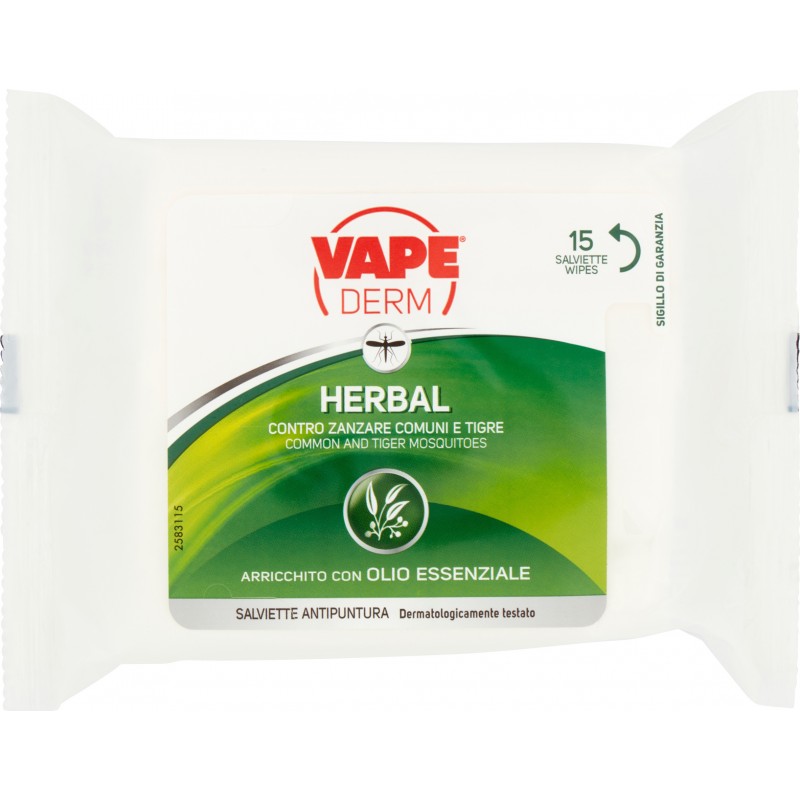 Vape Derm Herbal Salviette Antipuntura Citronella 15 Pezzi | Cicalia