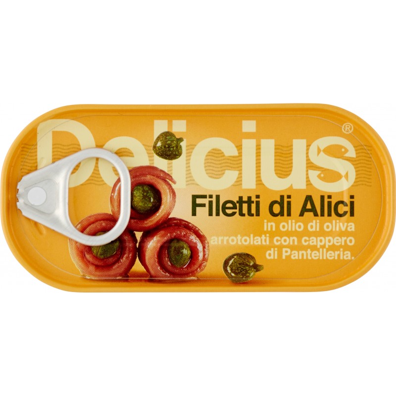 Delicius Filetti Di Alici Arrotolati Con Capperi In Olio D'Oliva gr.46