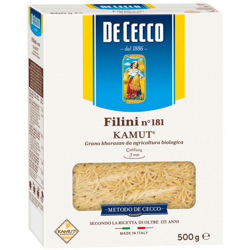 Pasta Filini n.181 De Cecco kamut gr. 500 | Ordinali ora su Cicalia