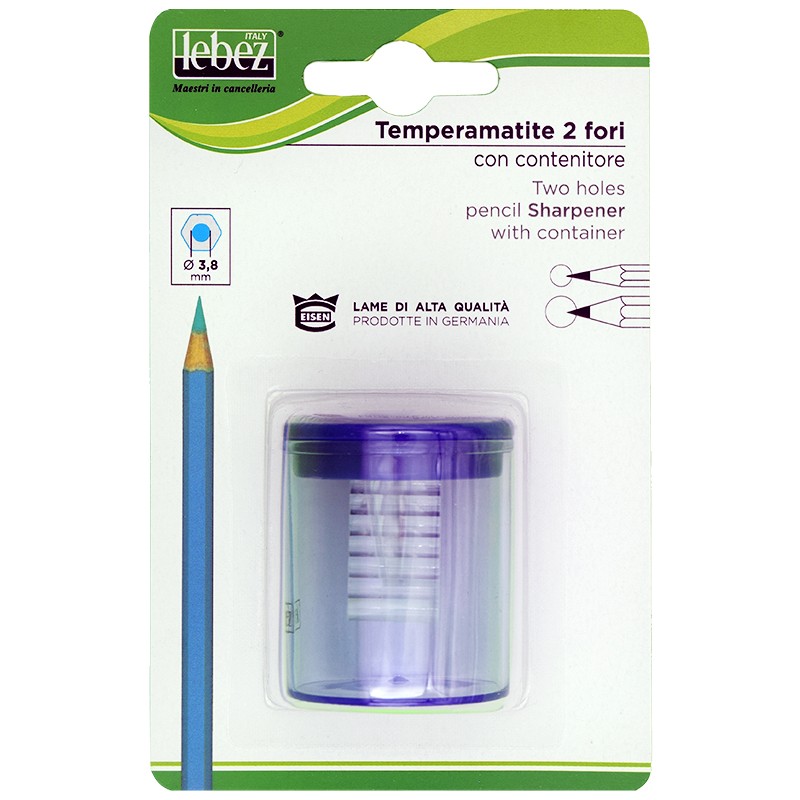 temperino lebez 2 fori con contenitore