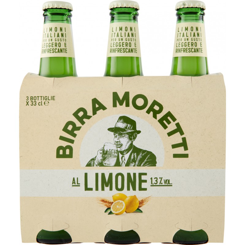 Moretti Birra Radler Al Limone In Bottiglia cl. 33 Cluster da 3
