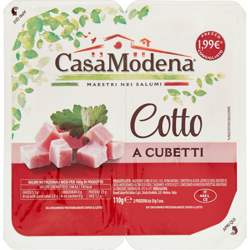 Casa Modena Prosciutto Cotto A Cubetti gr. 110 | Visita Cicalia