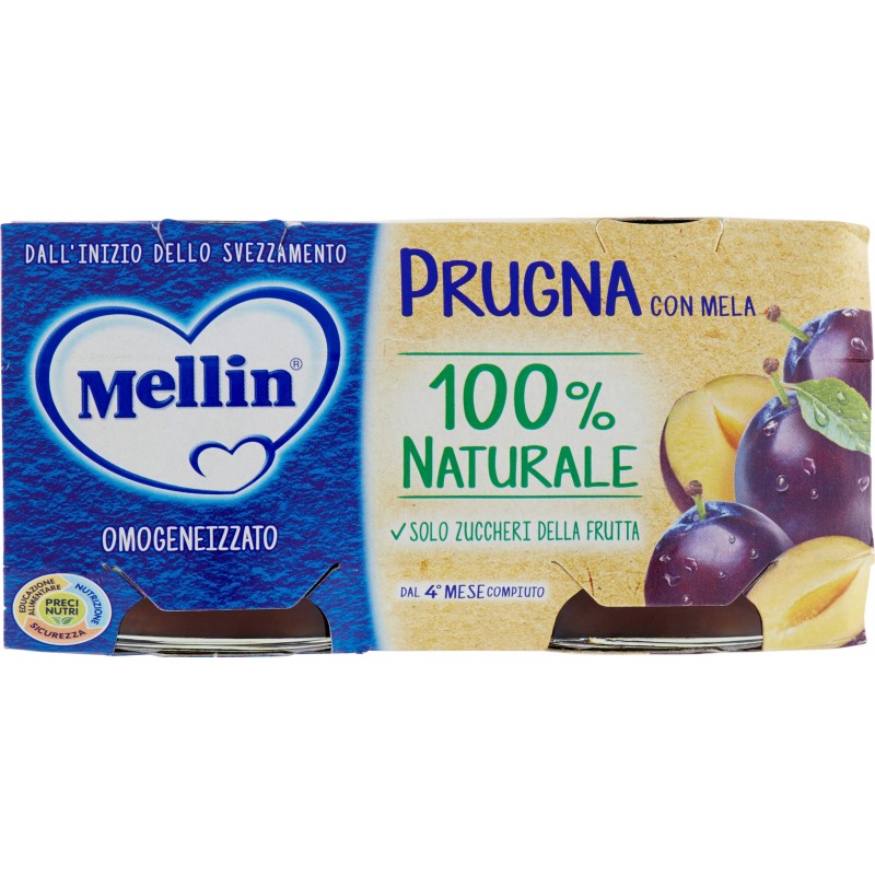 Mellin Omogeneizzato Di Frutta Prugna Con Mela 2 Vasetti gr. 100