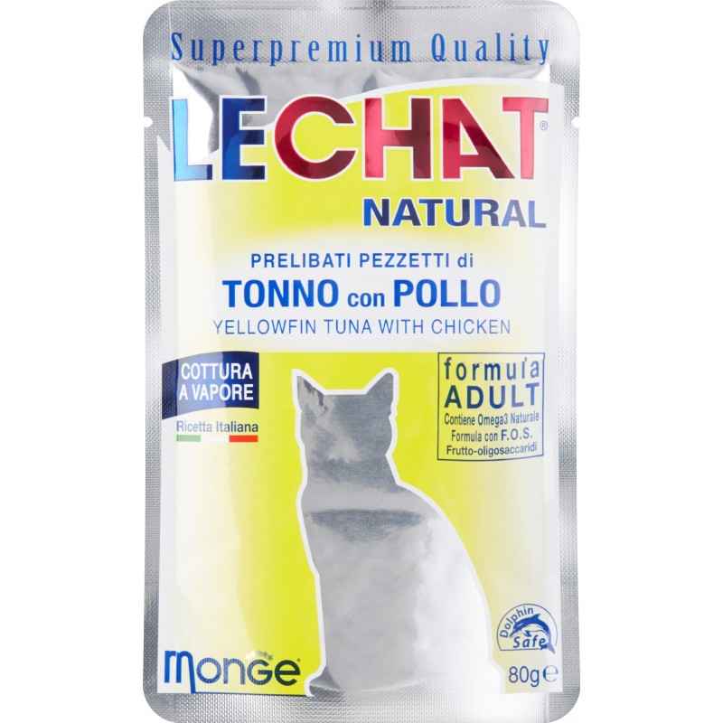 Monge Lechat Natural Cibo Per Gatti Con Tonno E Pollo Busta gr.80