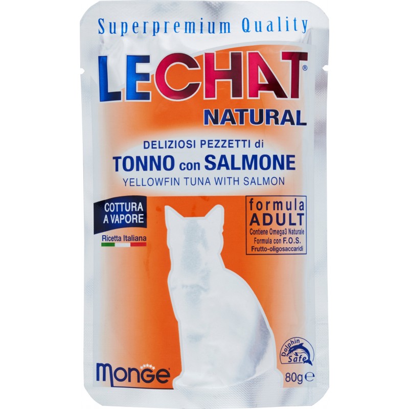 Monge Lechat Natural Cibo Per Gatti Con Tonno Salmone Busta gr.80