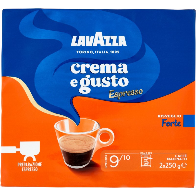 Lavazza Crema E Gusto Caffè Espresso Macinato Forte 2 Pacchetti gr.250