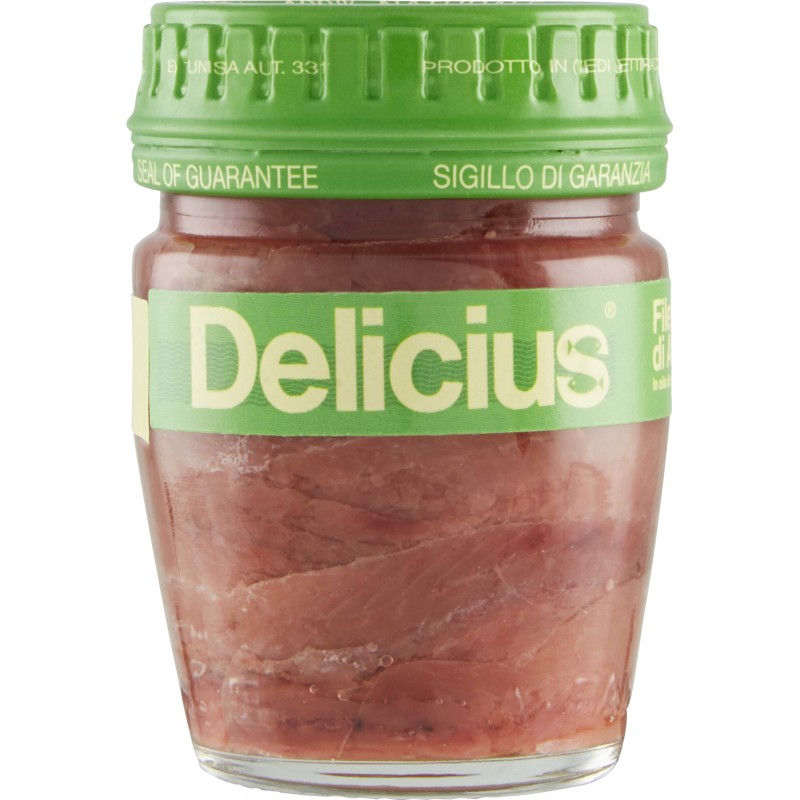 Delicius Filetti Di Alici Acciughe In Olio Di Girasole Vasetto gr. 58