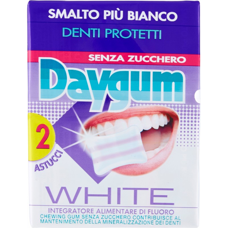 Daygum White Chewing Gum Senza Zucchero Denti Protetti Conf. 2 Astucci