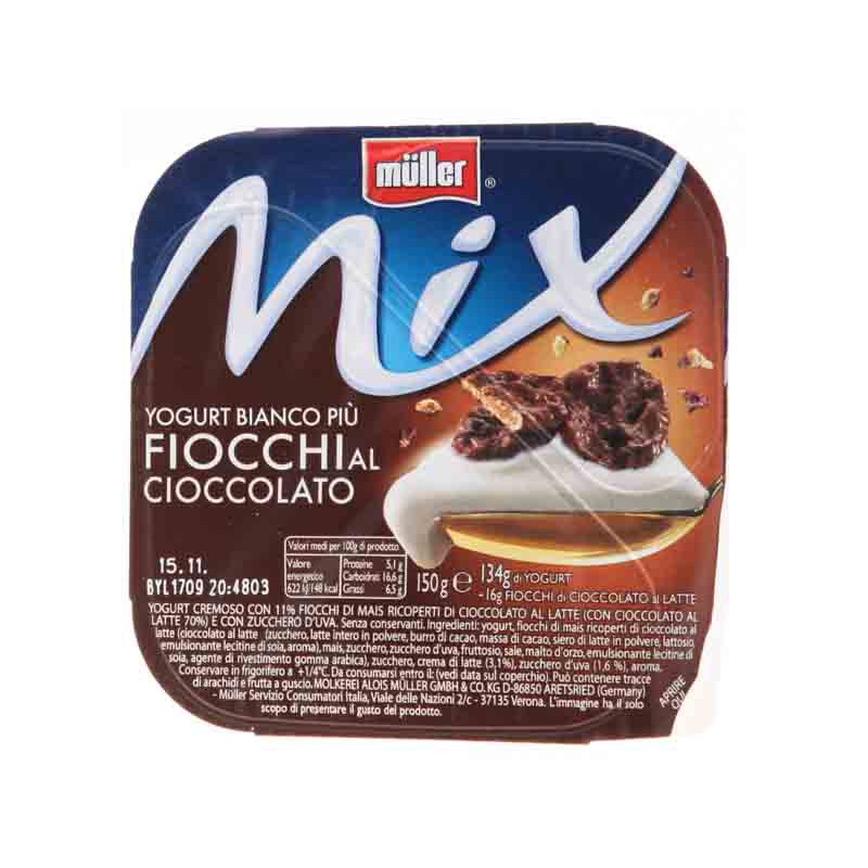 Muller Mix Yogurt Bianco E Fiocchi Di Cioccolato Vasetto gr. 150