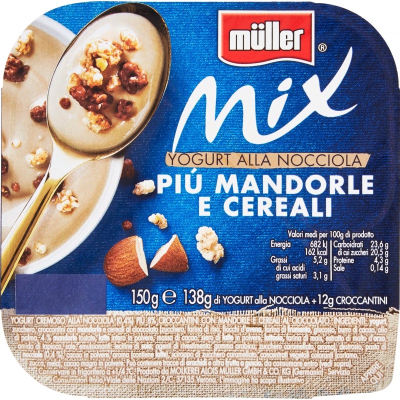 Yogurt nocciola + mandorle e cereali Mix Muller 150 gr. | Su Cicalia!