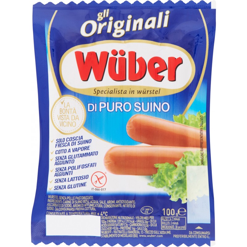 Wuber Gli Originali Wurstel Di Puro Suino 100 Gr | Cicalia.com