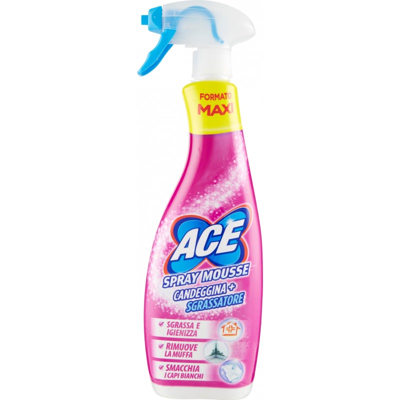 Ace Candeggina Spray Mousse E Sgrassatore Igienizzante Per Bucato 75cl