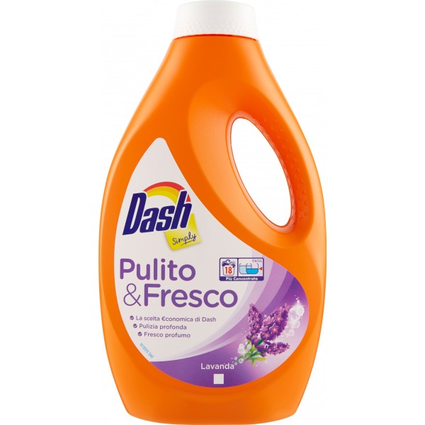 Dash Simply Detersivo Liquido Pulito E Fresco Lavanda Fusto 18 Lavaggi