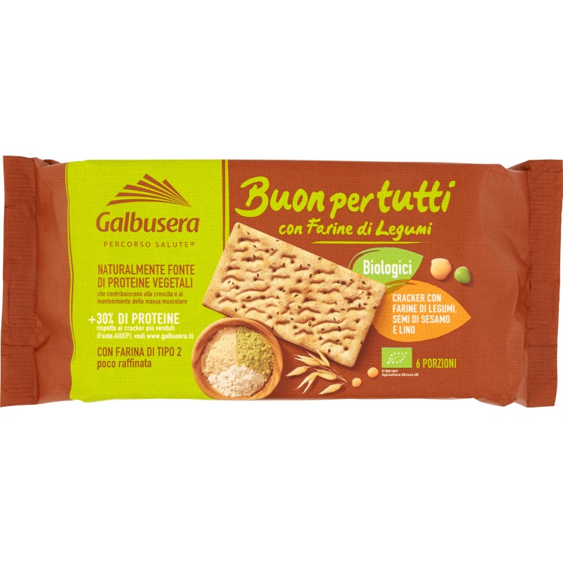 Galbusera Buon Per Tutti Cracker Biologici Con Farine Legumi 6 Pacc.