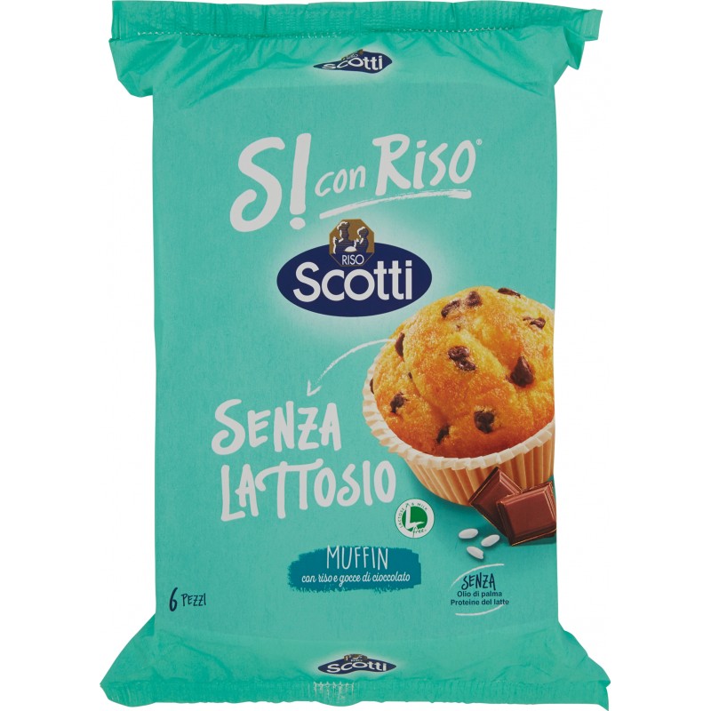 Scotti Sì Con Riso Senza Lattosio Muffin Con Gocce Di Cioccolato x6