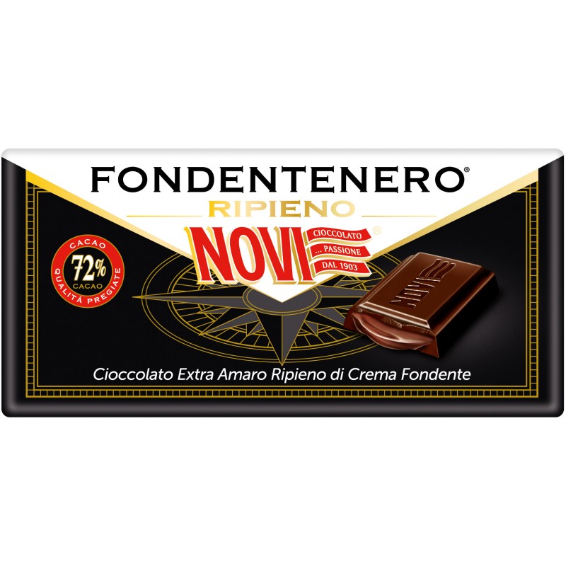 Novi Cioccolato Fondente Nero Ripieno Crema Fondente 105 Gr | Cicalia