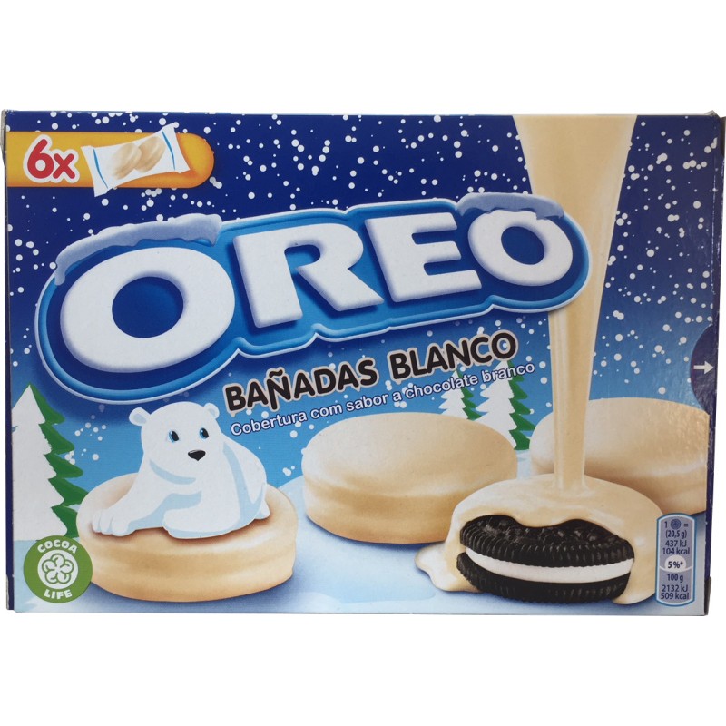 Saiwa Oreo Banadas Blanco Biscotti Ricoperti Di Cioccolato Bianco