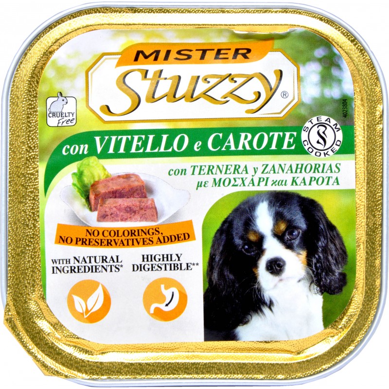 Mister Stuzzy Patè Per Cani Con Vitello E Carote | Scatola gr.150