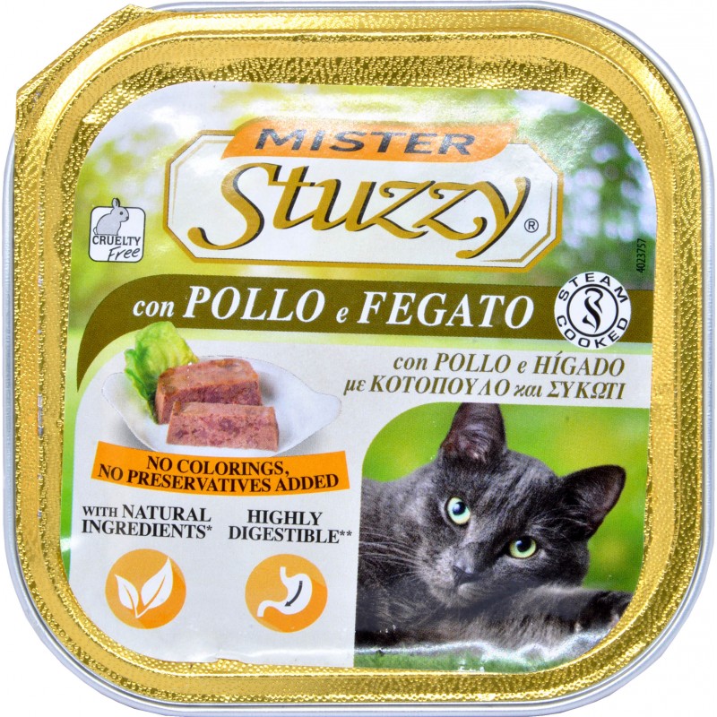 Mister Stuzzy Cibo Per Gatti In Patè Con Pollo E Fegato Scatola gr.100
