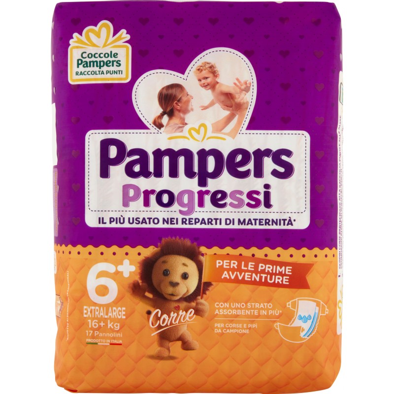 Pampers Progressi Corre Pannolini Per Bambini Taglia XL 6+ Conf. 17pz