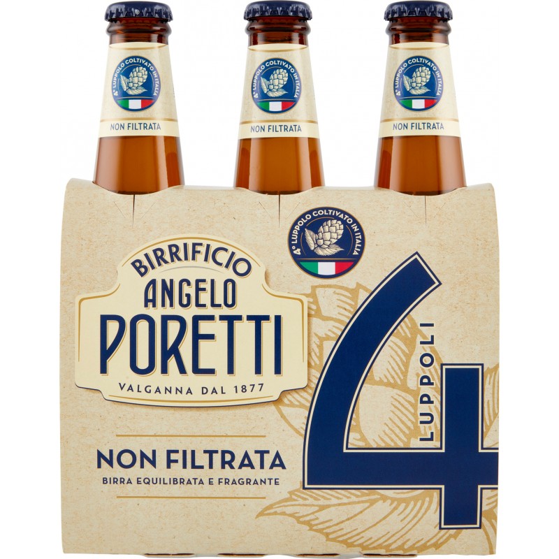 poretti 4 luppoli birra non filt cl.33x3