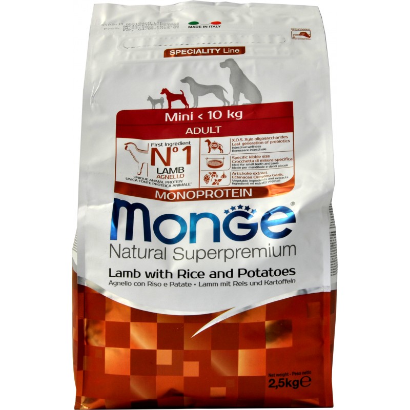 monge dog min adult agnel riso pat kg2,5